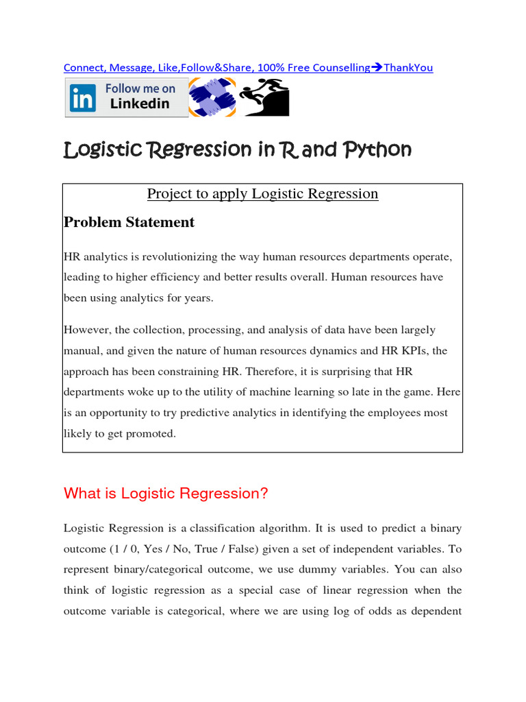 Logistic Regression in R and Python | PDF | Logistic Regression | Regression Analysis