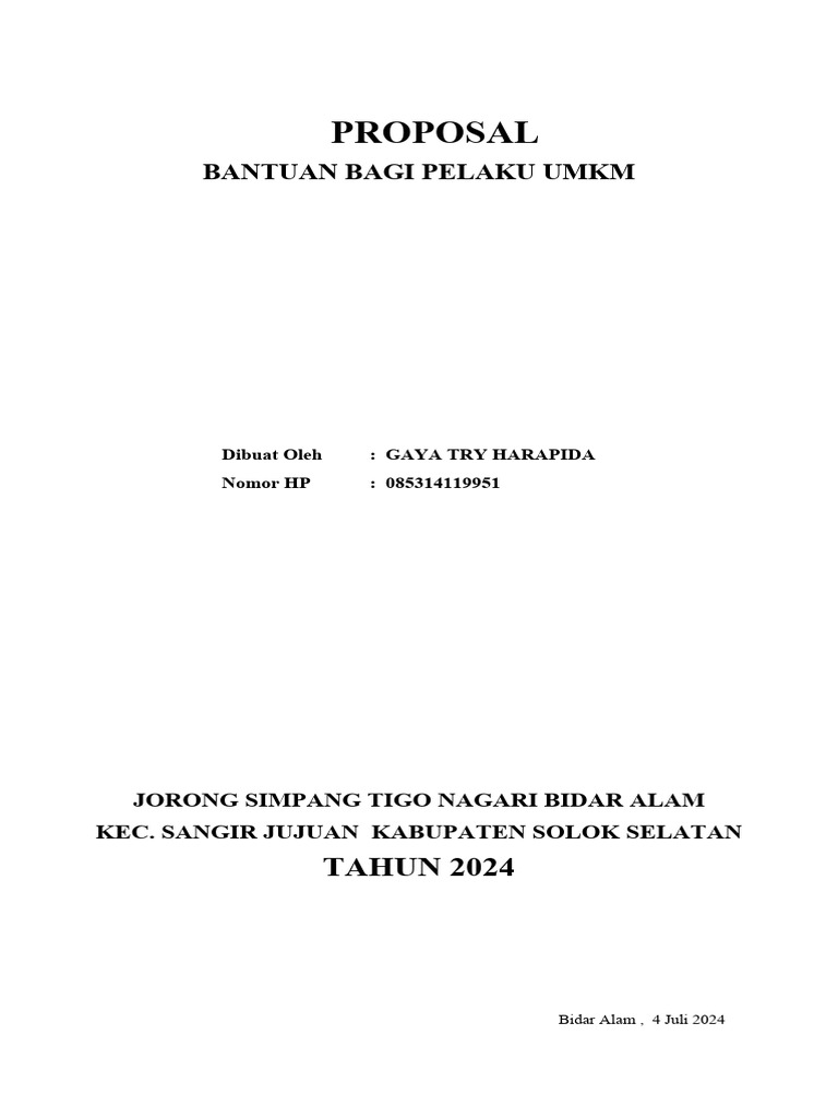 Proposal Bantuan UMKM Kuliner 2024 | PDF