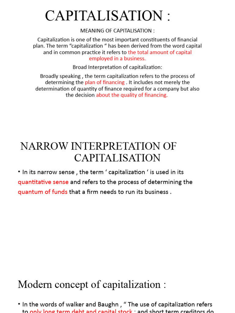 CAPITALISATION | PDF | Corporate Finance | Venture Capital