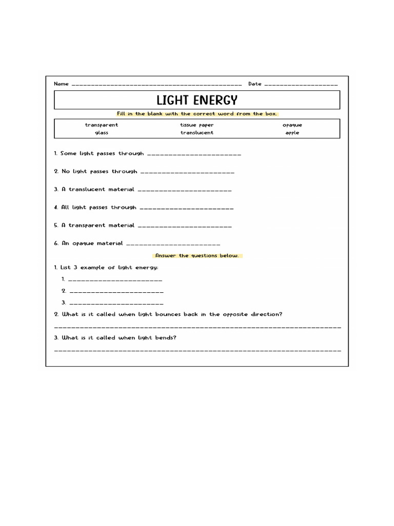 Light Energy Worksheets - 377.png | PDF