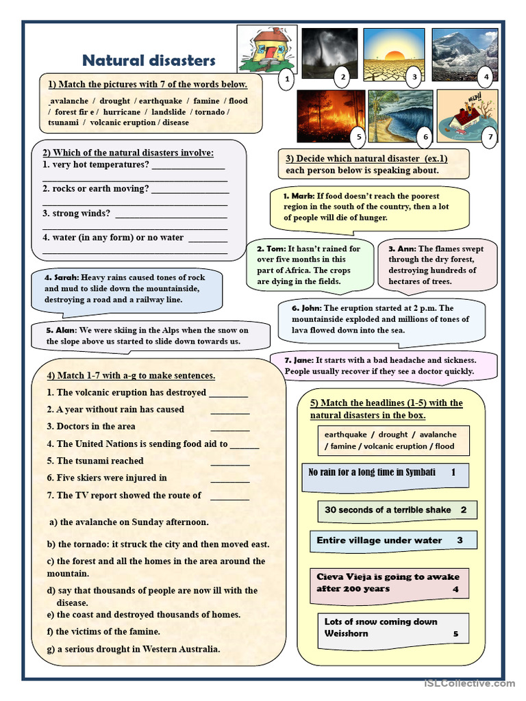 Natural Disasters Vocabulary Activities | PDF | Natural Disasters | Volcano
