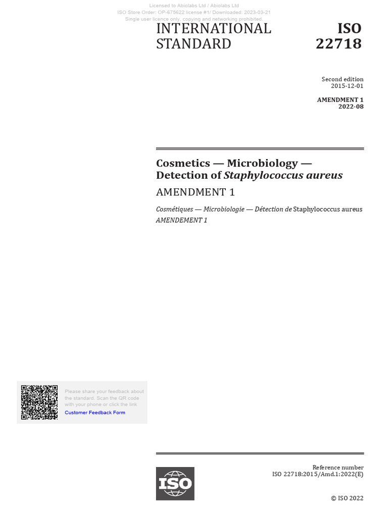ISO 22718 2015 Amd 1 2022 (En) | PDF | International Organization For ...