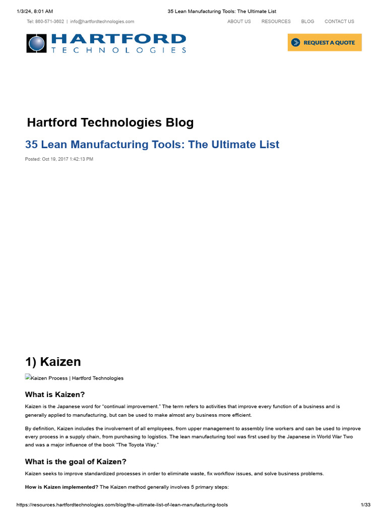 35 Lean Manufacturing Tools - The Ultimate List | PDF | Lean ...