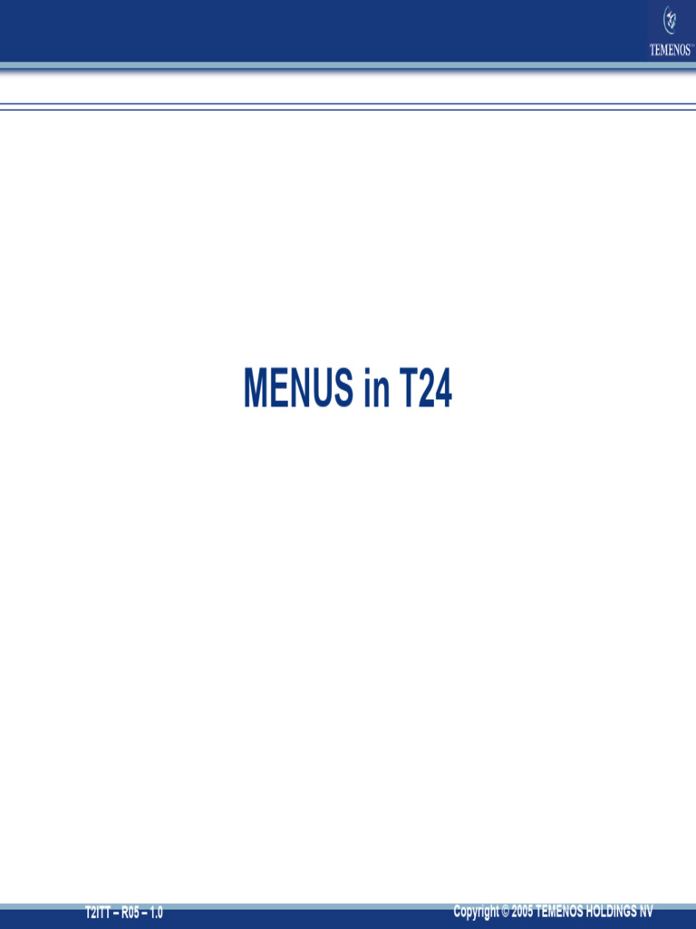 Menus - t24 | PDF | Menu (Computing) | Command Line Interface
