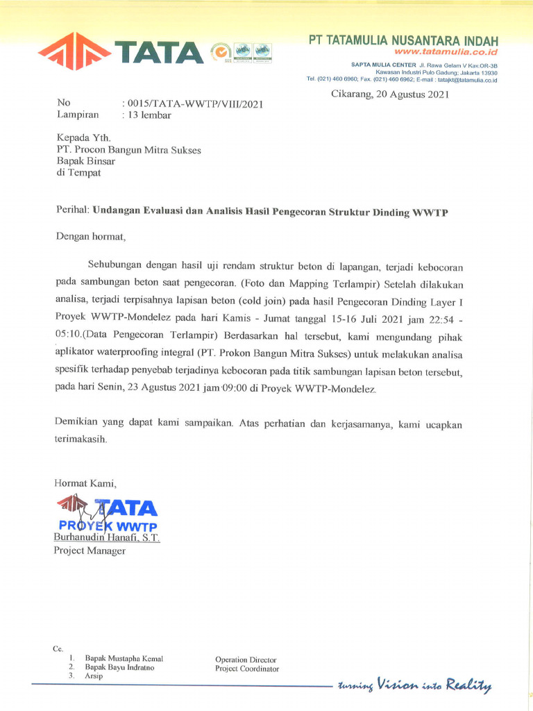 PT. Procon Bangun Mitra Sukses (Undangan Evaluasi Dan Analisis Hasil ...