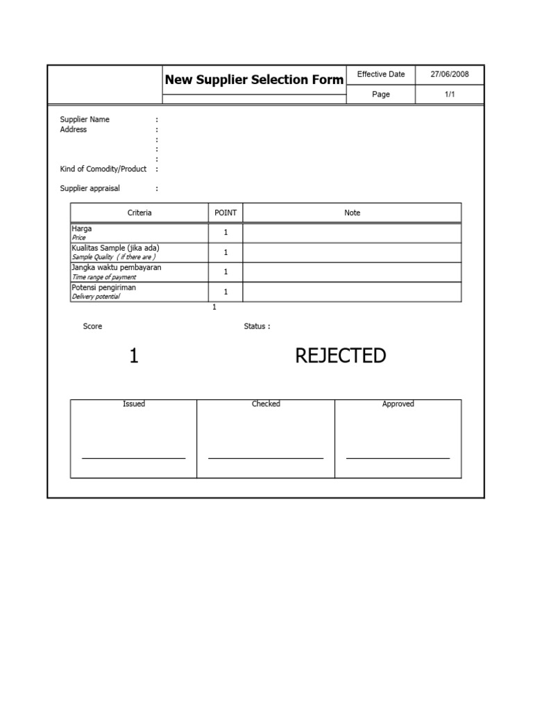 Form Selection Supplier | PDF
