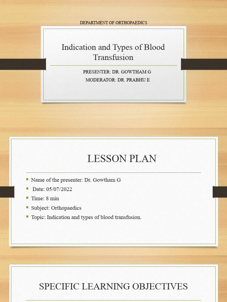 Types of Transfusion DR Gowtham | PDF | Blood | Blood Transfusion