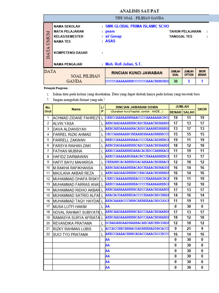 Analisis Soal - Xi TBSM (PSSM) | PDF
