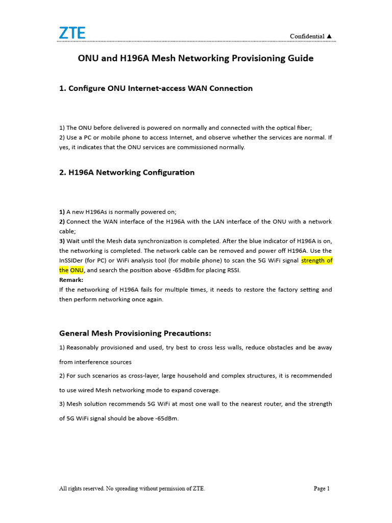 3.ONU and H196A Mesh Networking Provisioning Guide | PDF | Wi Fi ...