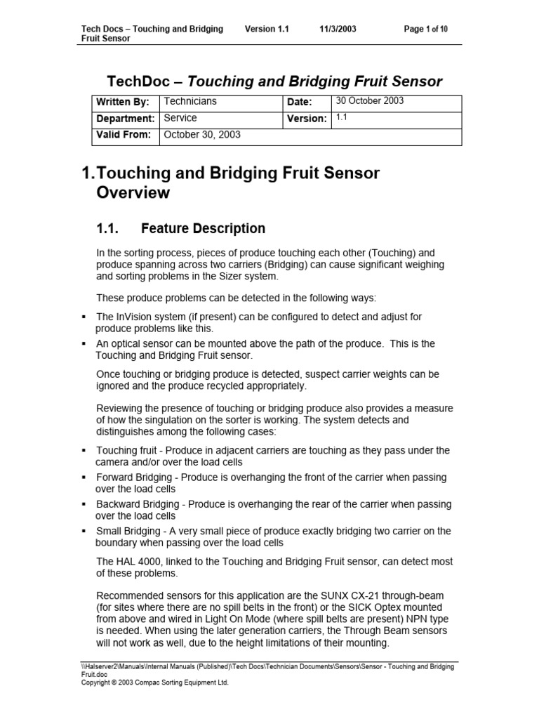 Sensor - Touching and Bridging Fruit | Download Free PDF | Sensor | Computer Engineering