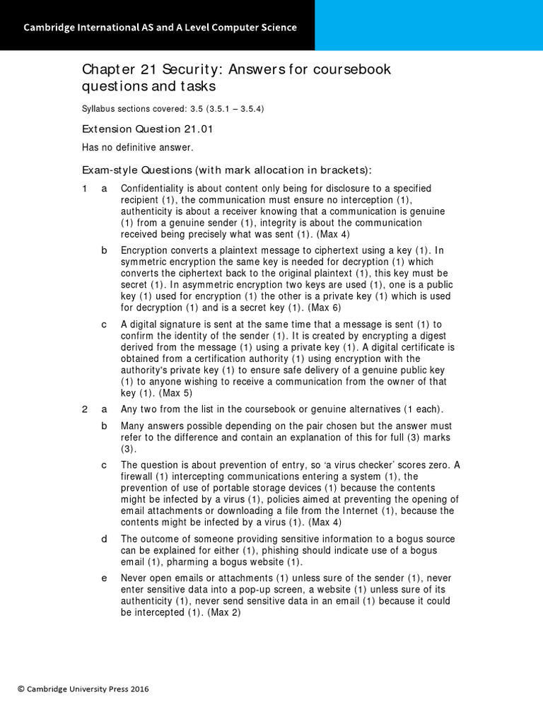 CH 21 Answers | PDF | Public Key Cryptography | Key (Cryptography)