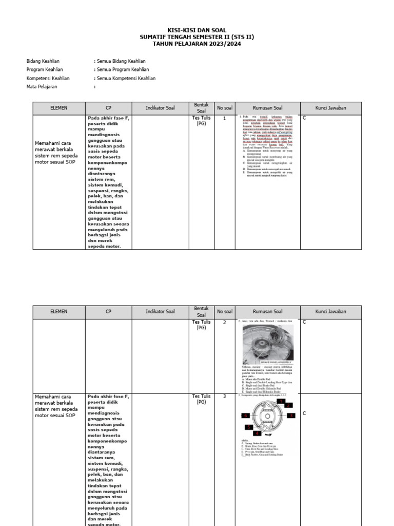 Kisi-Kisi Dan Soal SAS 2 K.MERDEKA 23-24 - (PSSM XI) | PDF