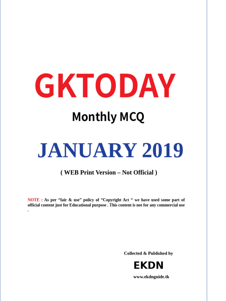 Gktoday: JANUARY 2019 | PDF