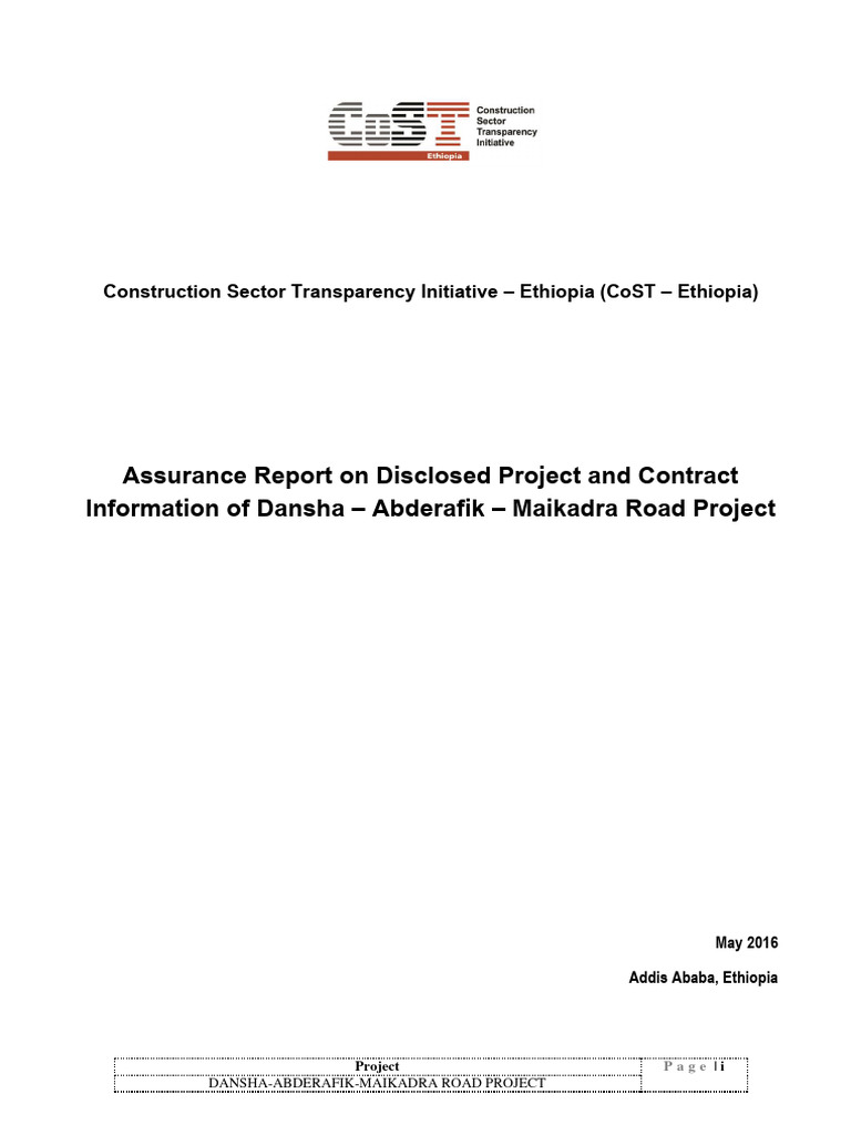 1166 Assurance Report Final Dansha Abderafik Maikedra Road Project ...