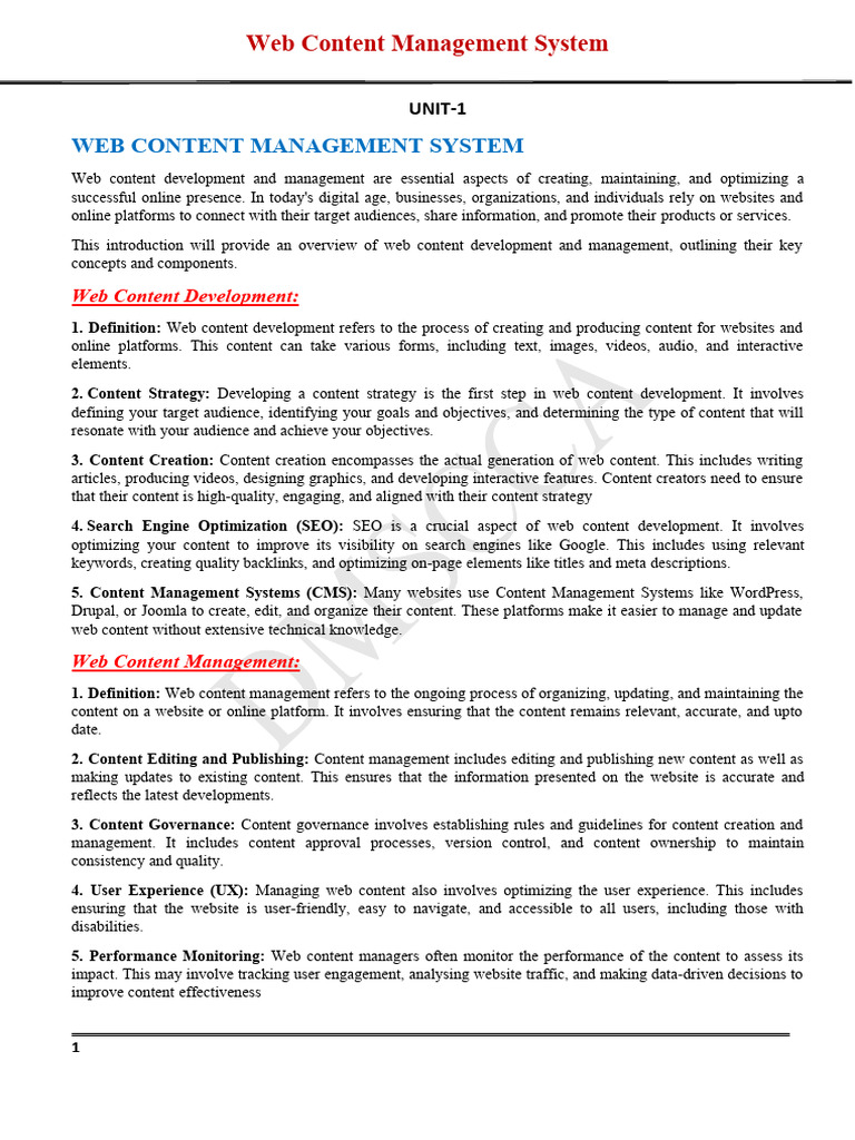 Overview of Web Content Management Systems | PDF | Microphone | Search ...