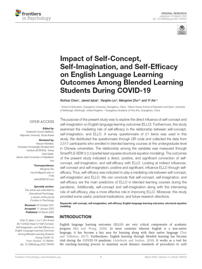 Impact of Self-Concept, Self-Imagination, and Self-Efficacy On English Language Learning ...