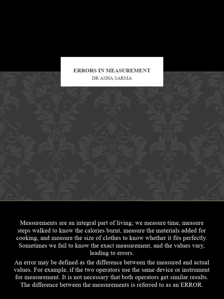 Errors in Measurement | PDF | Observational Error | Accuracy And Precision
