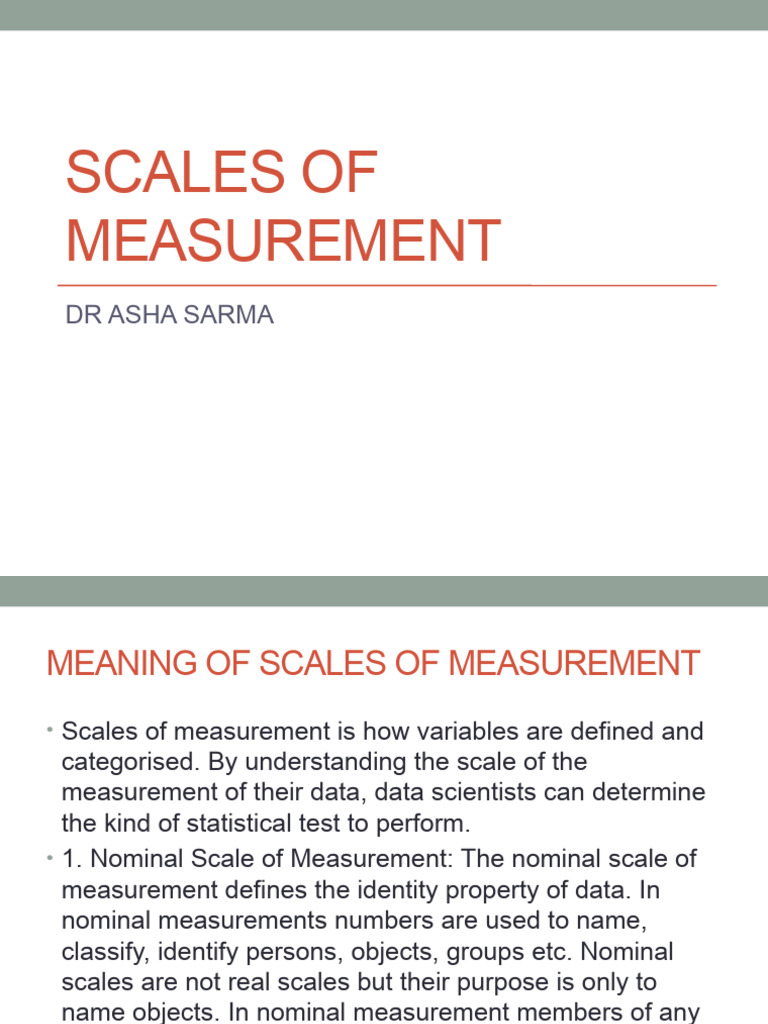 Scales of Measurement | PDF | Level Of Measurement | Statistics