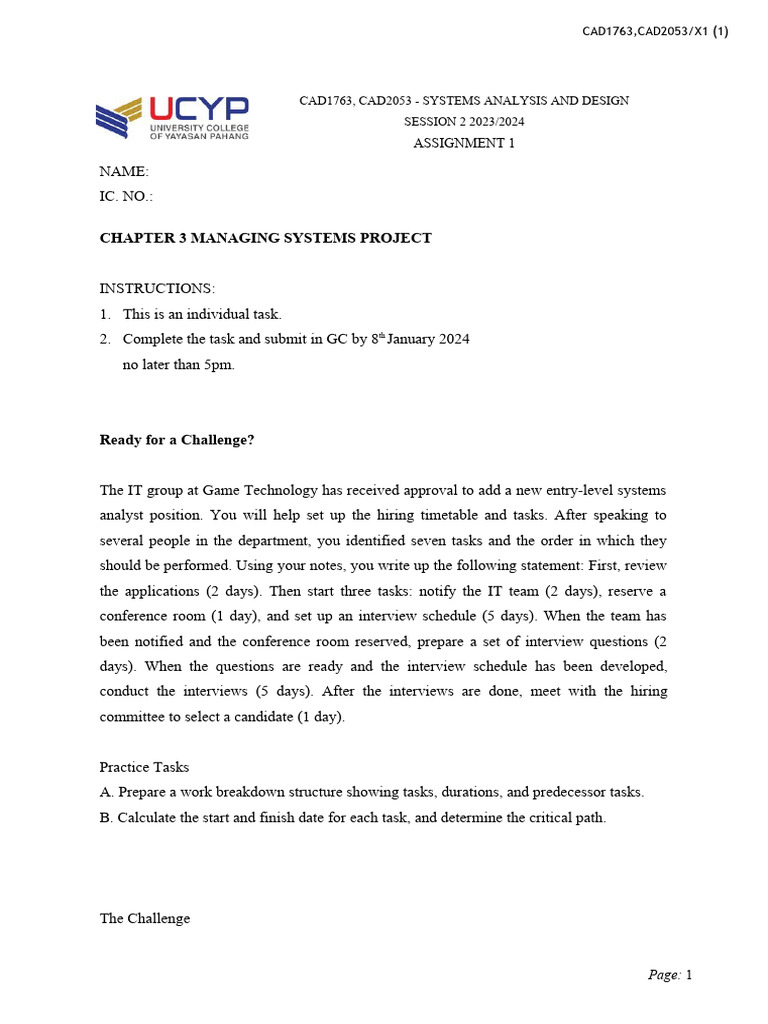 Cad 2053 Assignment 1 | PDF | Business | Computers