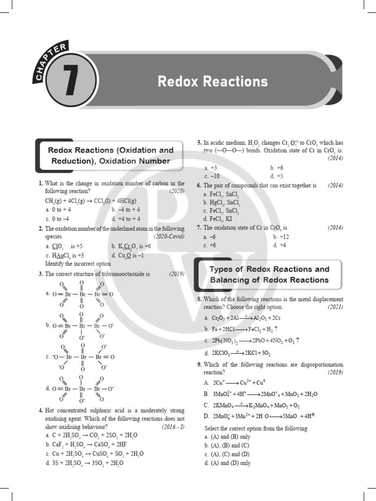 Redox Reactions - PYQ | PDF | Redox | Chemical Reactions