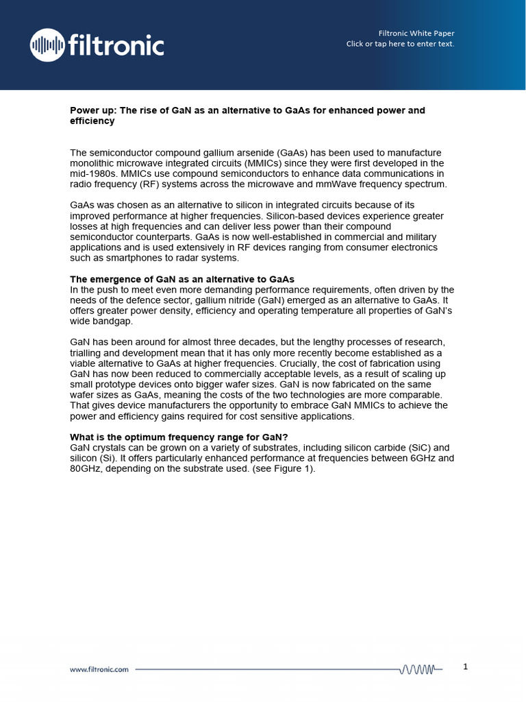 FT White Paper GaN For GaAs Final Web | PDF | Gallium Arsenide ...