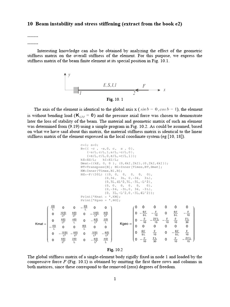 Beam Instability and Stress Stiffening | PDF | Beam (Structure) | Buckling
