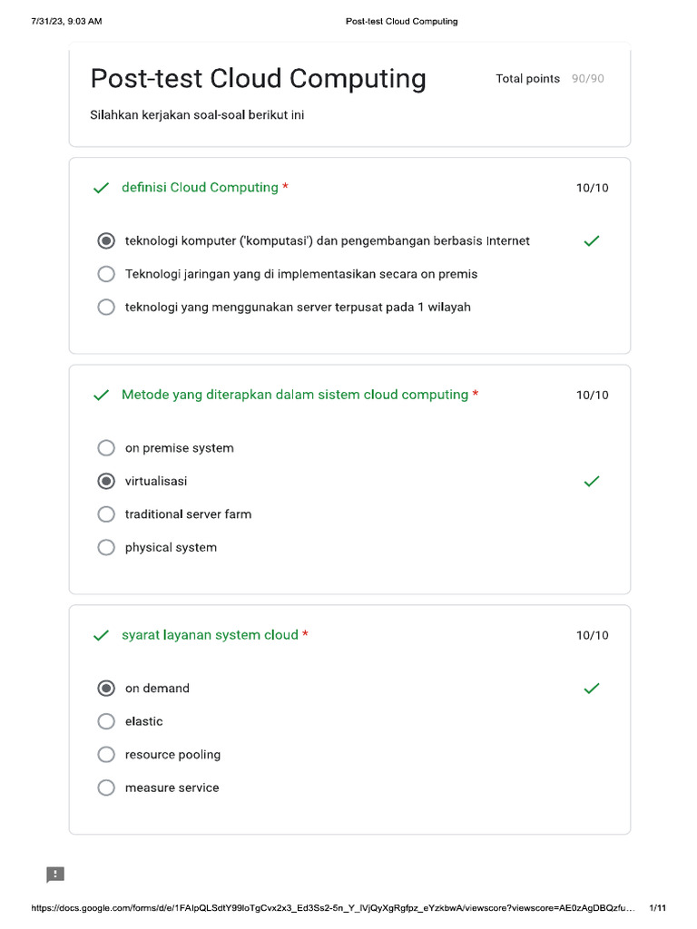 Cloud Computing Post Test | PDF