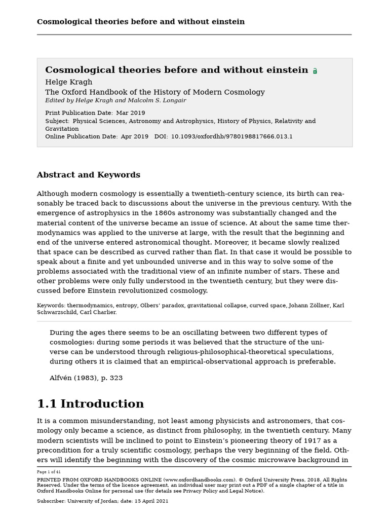 History Cosmology | PDF | Astrophysics | Universe