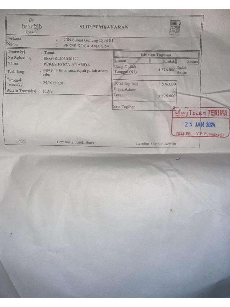 Bukti Pembayaran Ukt - Peres Koca | PDF