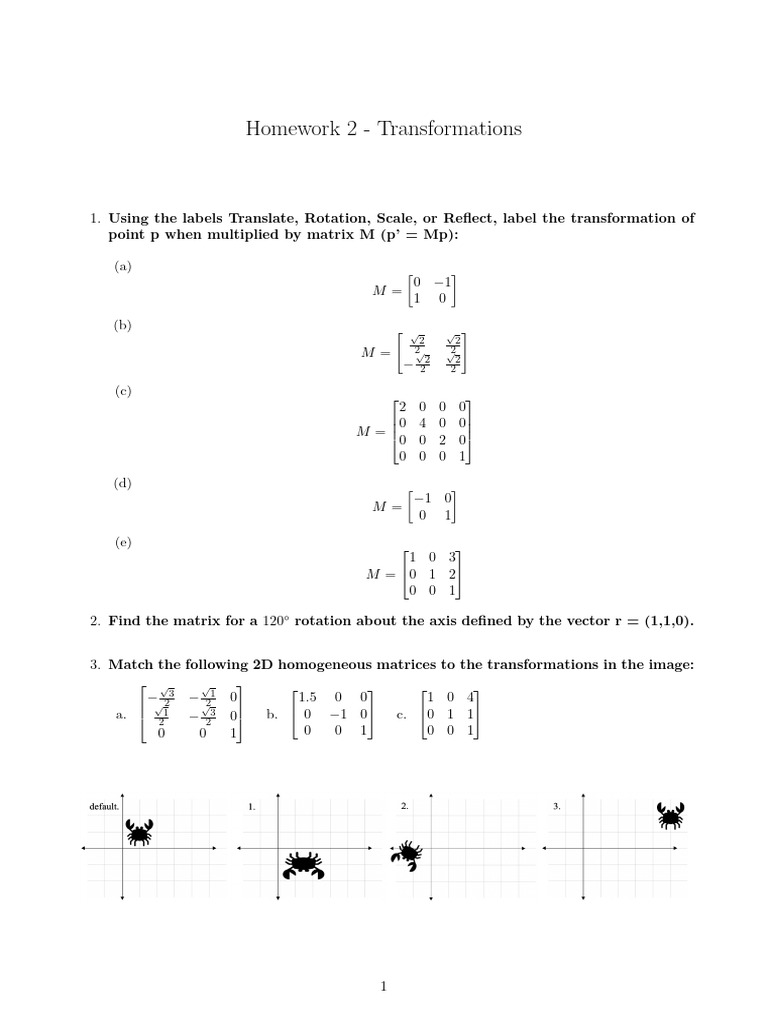 CSE160 Homework 2: Transformations | PDF | Matrix (Mathematics ...