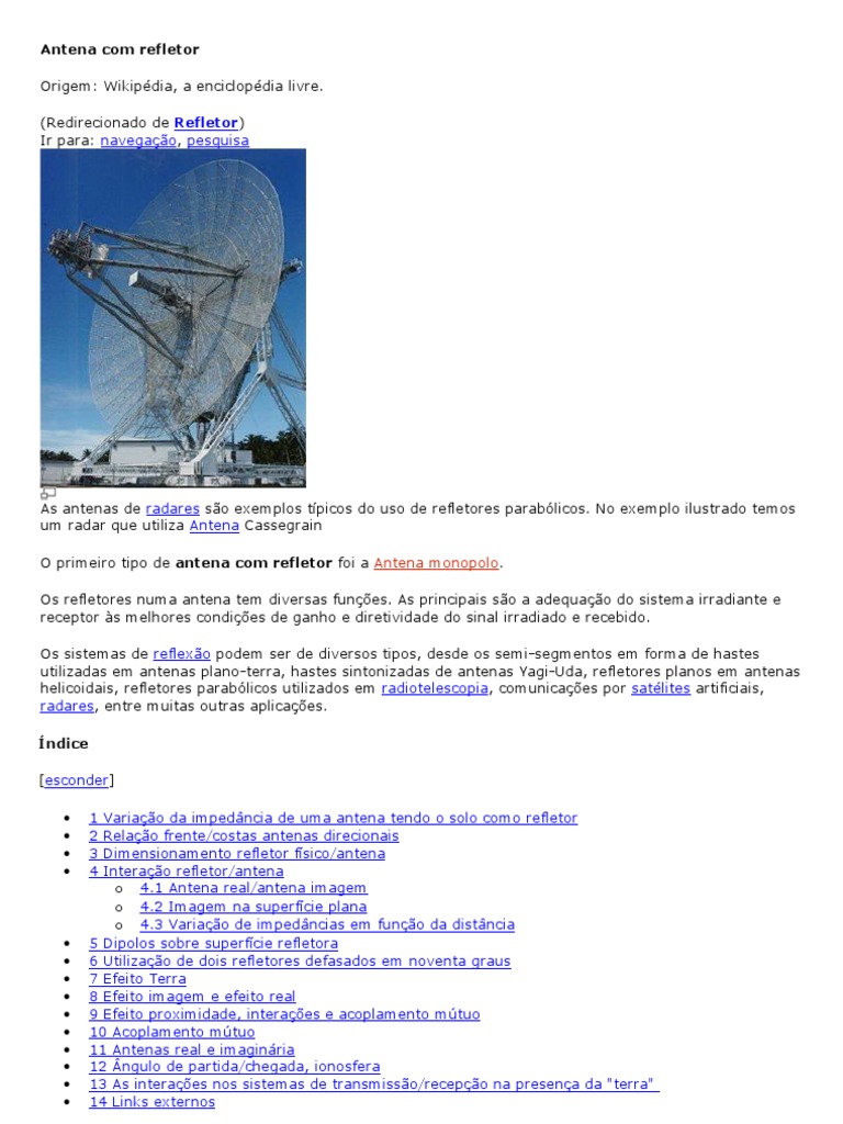 Antena Com Refletor | PDF | Antena (rádio) | Tecnologia de rádio