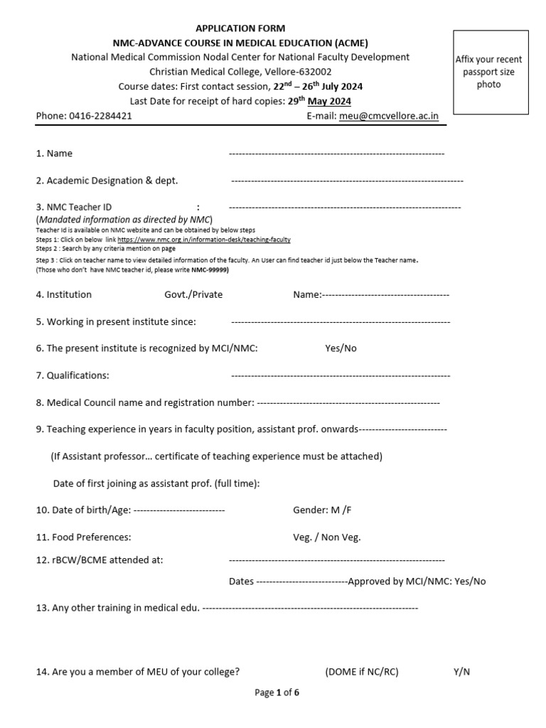 Annexure 1 - Application Form ACME 2024B | PDF | Career & Growth | Business
