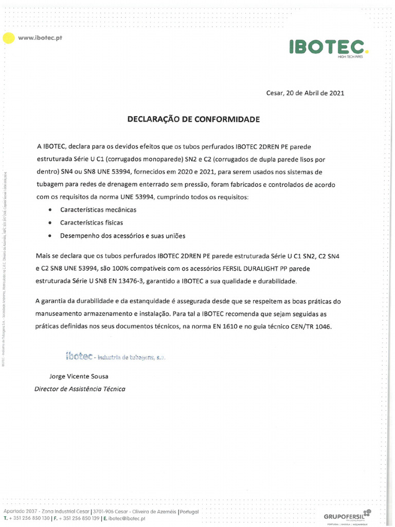 Declaração de Conformidade - TECpipe Geo | PDF