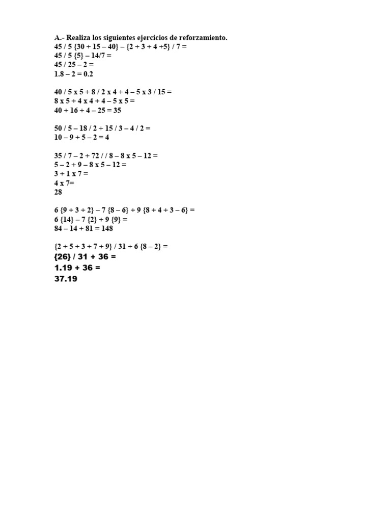 Math Reinforcement Exercises | PDF | Computers