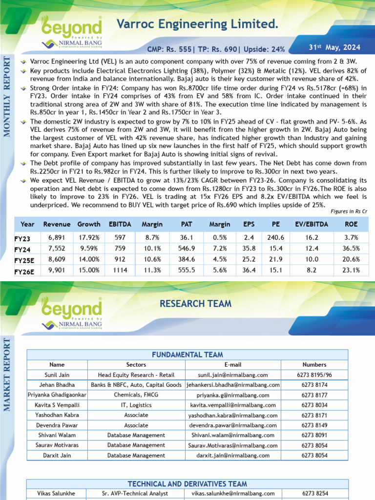 Varroc Engineering: Buy Recommendation | PDF | Financial Analyst ...