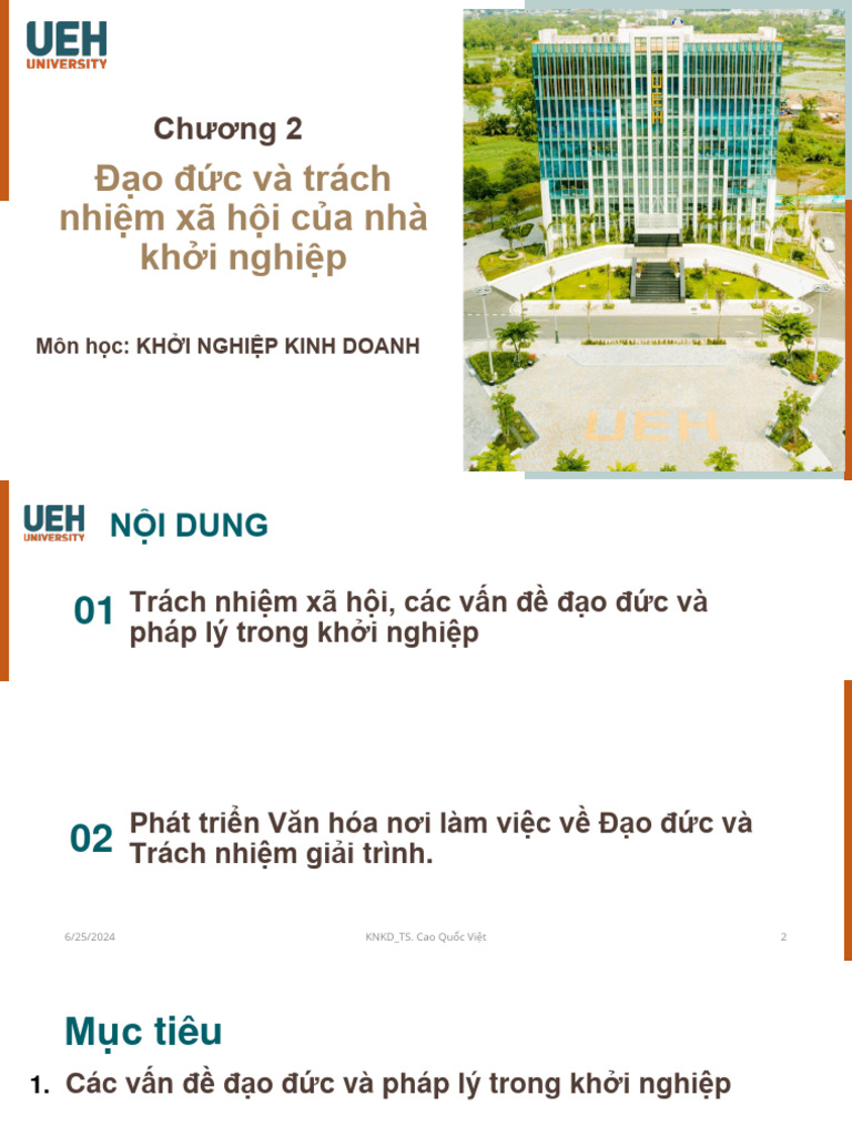 Chuong 2 - Đạo đức và trách nhiệm xã hội - Cao Quoc Viet 2024 | PDF
