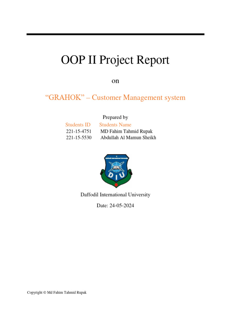 Oop Project Report | PDF | System | Object Oriented Programming Oop Project Report | PDF | System | Object Oriented Programming