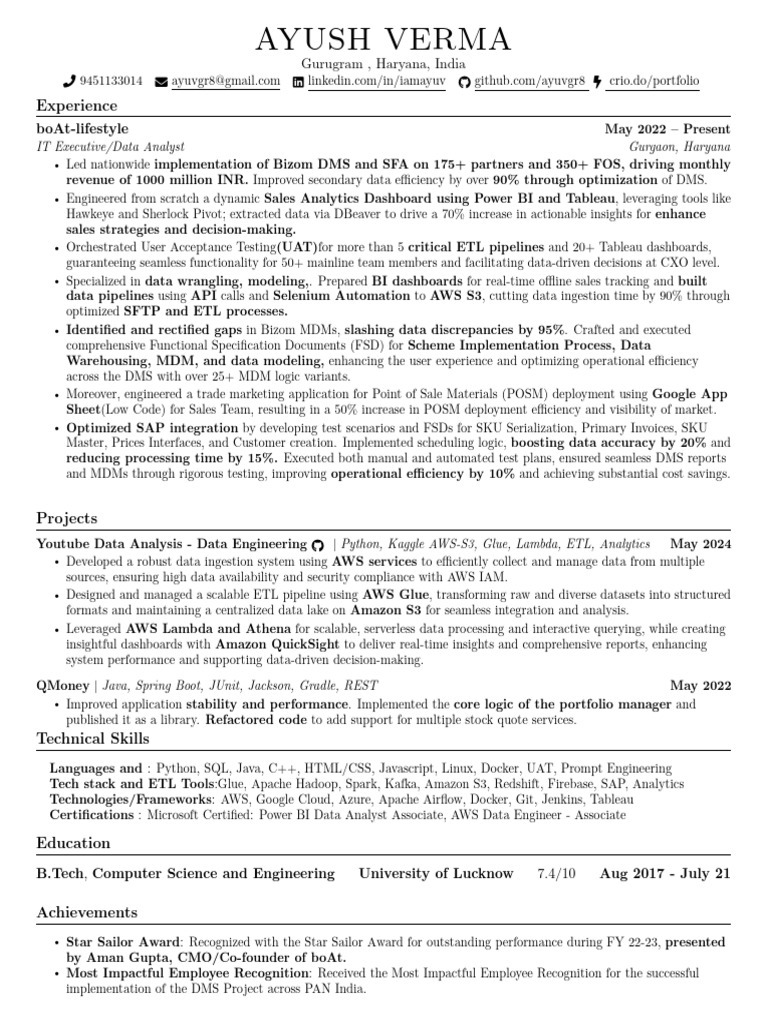 Ayush Verma Resume | PDF | Amazon Web Services | Information Technology Management