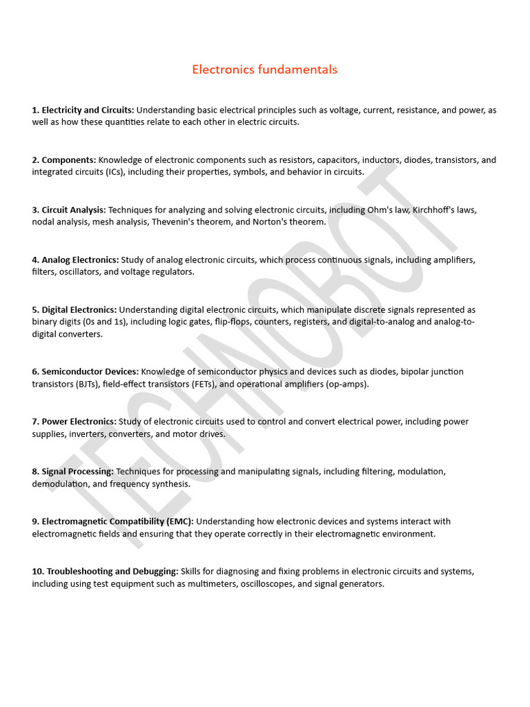 Electronics Fundamentals And Sensors Guide Pdf Electronic Circuits