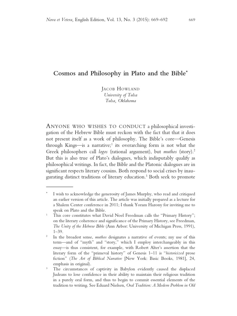 Cosmos and Philosophy in Plato and The B | PDF | Genesis Creation ...