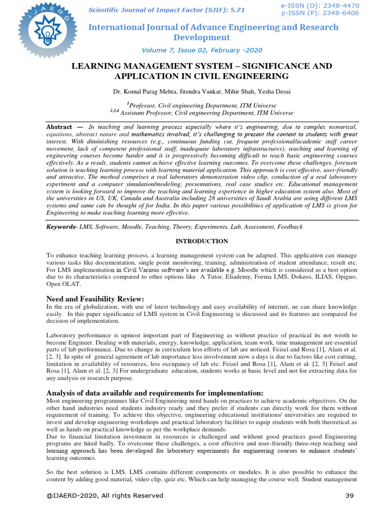 Learning Management System - Significance and Application in Civil ...