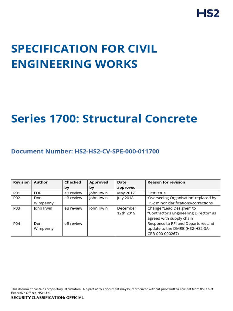 HS2 HS2 CV Spe 000 011700 | PDF | Concrete | Prestressed Concrete