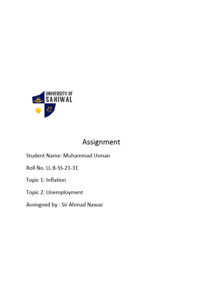 Assignment Economics | PDF | Unemployment | Inflation
