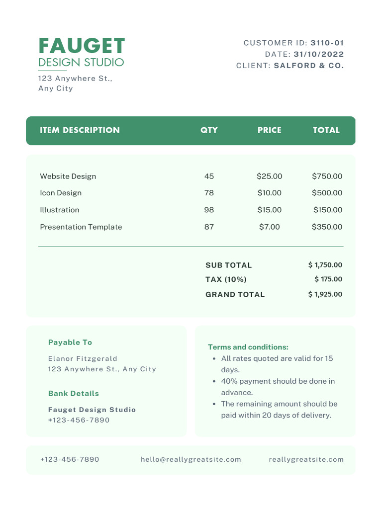 Design Services Invoice Summary | PDF | Prices | Business