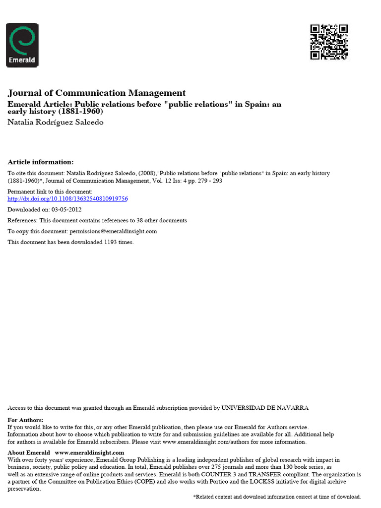 Journal of Communication Management | PDF | Spain | Theory