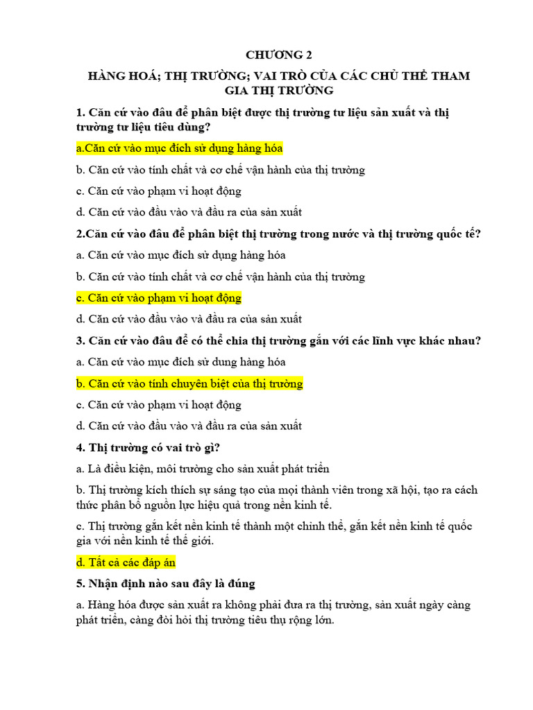 TRẮC NGHIỆM KTCT 2 | PDF