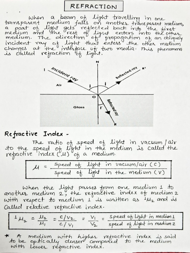 Refraction, Total Internal Reflection, Lens Maker Formula | PDF