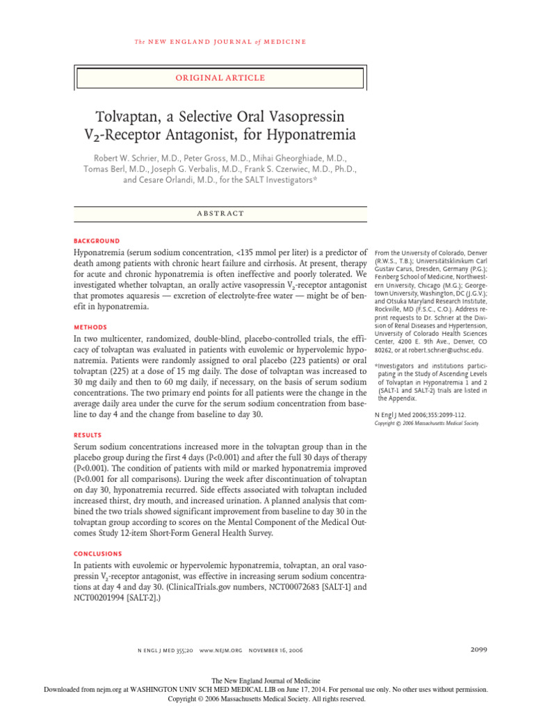 H Natri Máu Do Siadh, Suy Tim, Xơ Gan | PDF