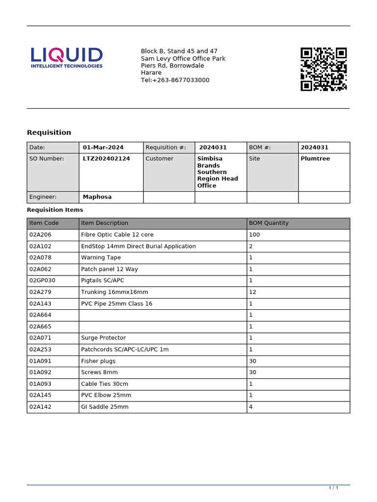 Simbisa Brand PurchaseOrder | PDF | Manufactured Goods | Telecommunications