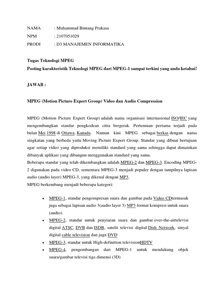 Muhammad Bintang Prakasa - MPEG | PDF | Komputer